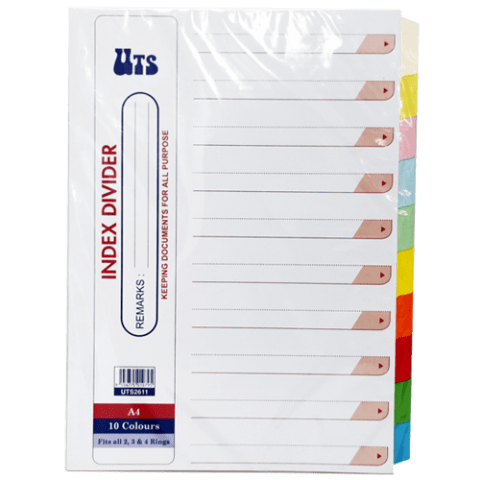 UTS INDEX DIVIDER 10/5 COLOUR TABS A4 160GSM (5/10 SETS) - U Trading ...